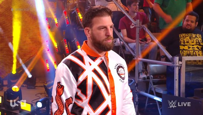 Drew Gulak appears on WWE NXT during Charlie Dempsey vs. Hank Walker match