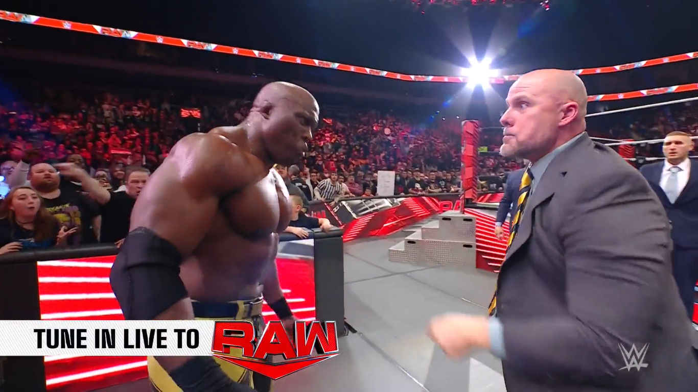 Adam Pearce 'fires' Bobby Lashley after Lashley puts his hands on WWE ...