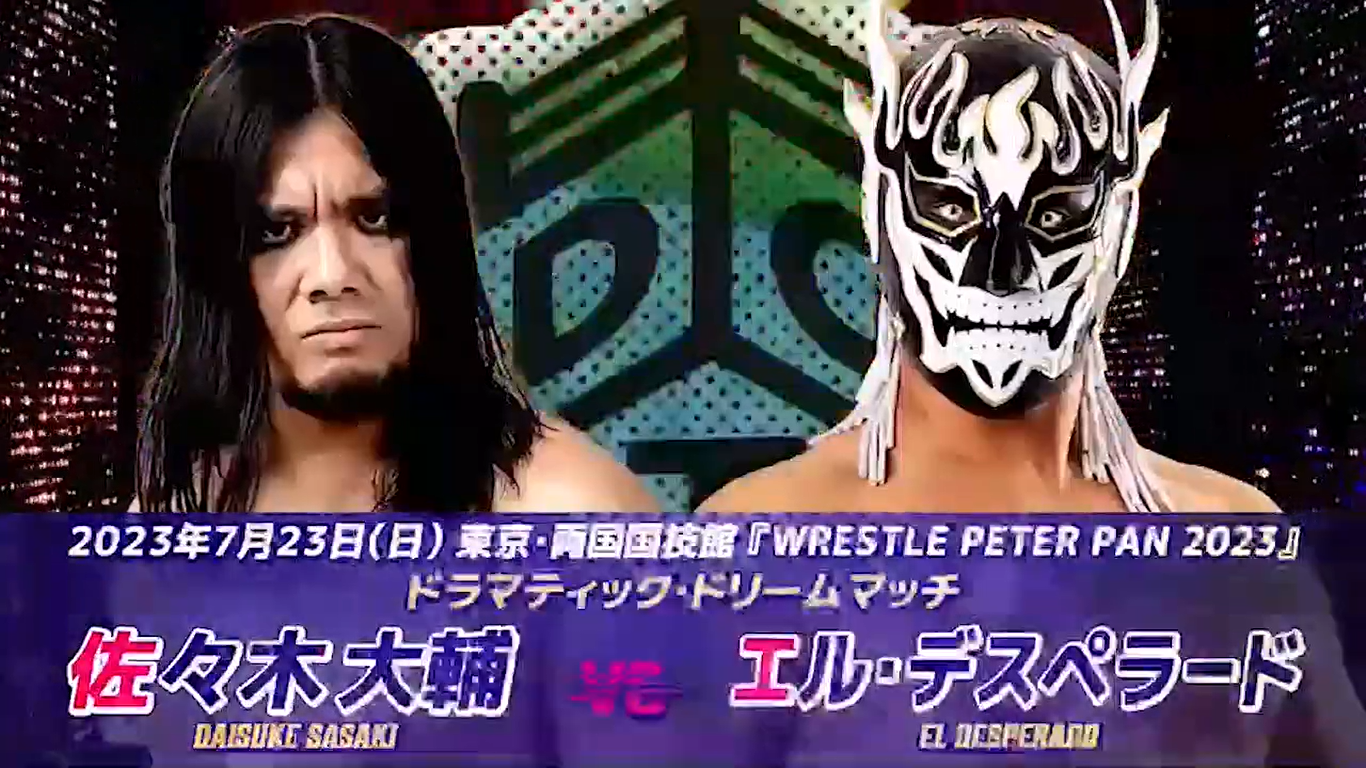 Daisuke Sasaki vs. El Desperado added to DDT Wrestle Peter Pan in July
