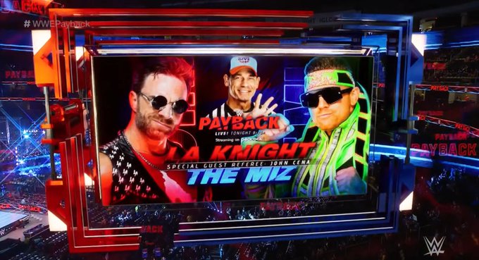 Graphic shown during WWE Payback Kickoff show promoting John Cena as ...