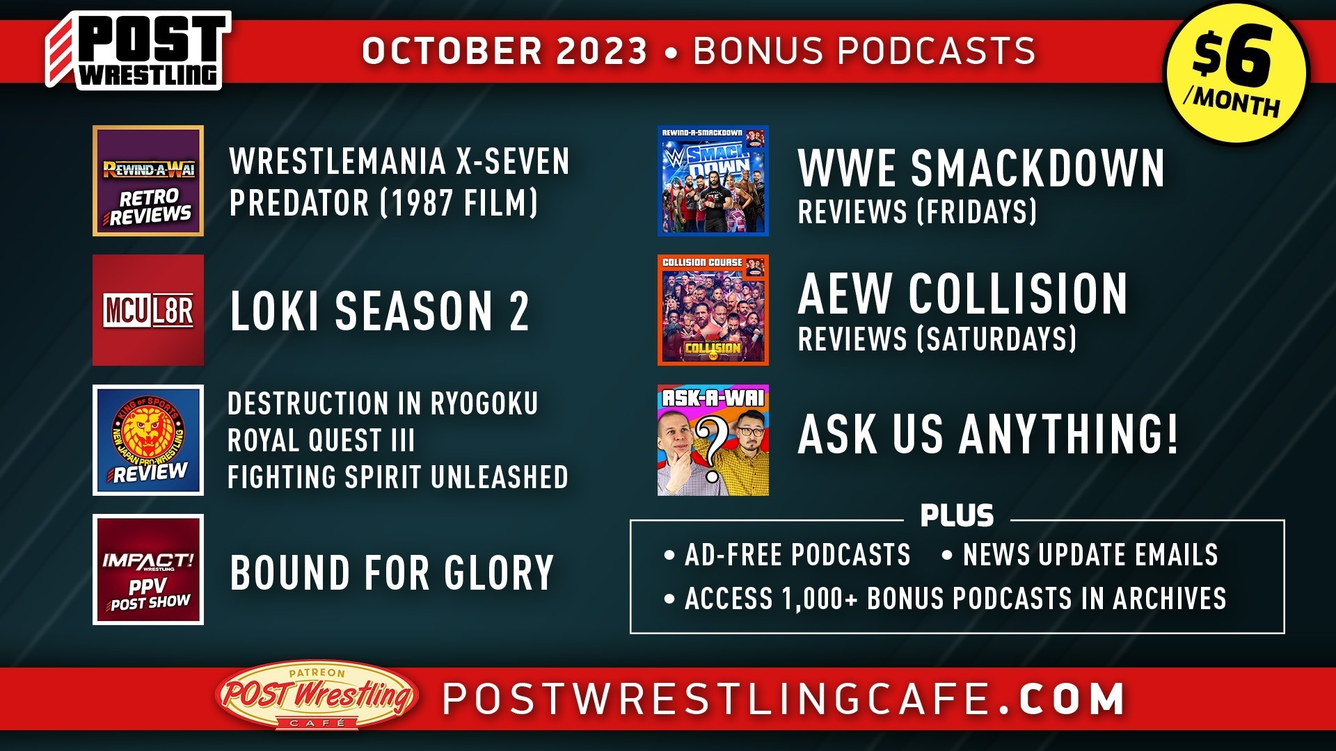 POST Wrestling Café - October 2023 Menu