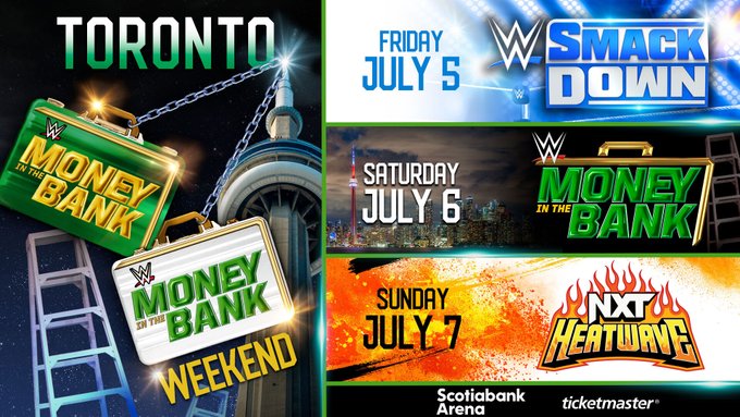 WWE Money in the Bank, NXT Heatwave PLEs emanating from Toronto, Canada