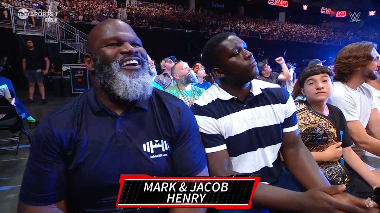 Mark Henry, Jacob Henry & Candice Michelle shown on-screen at WWE Raw
