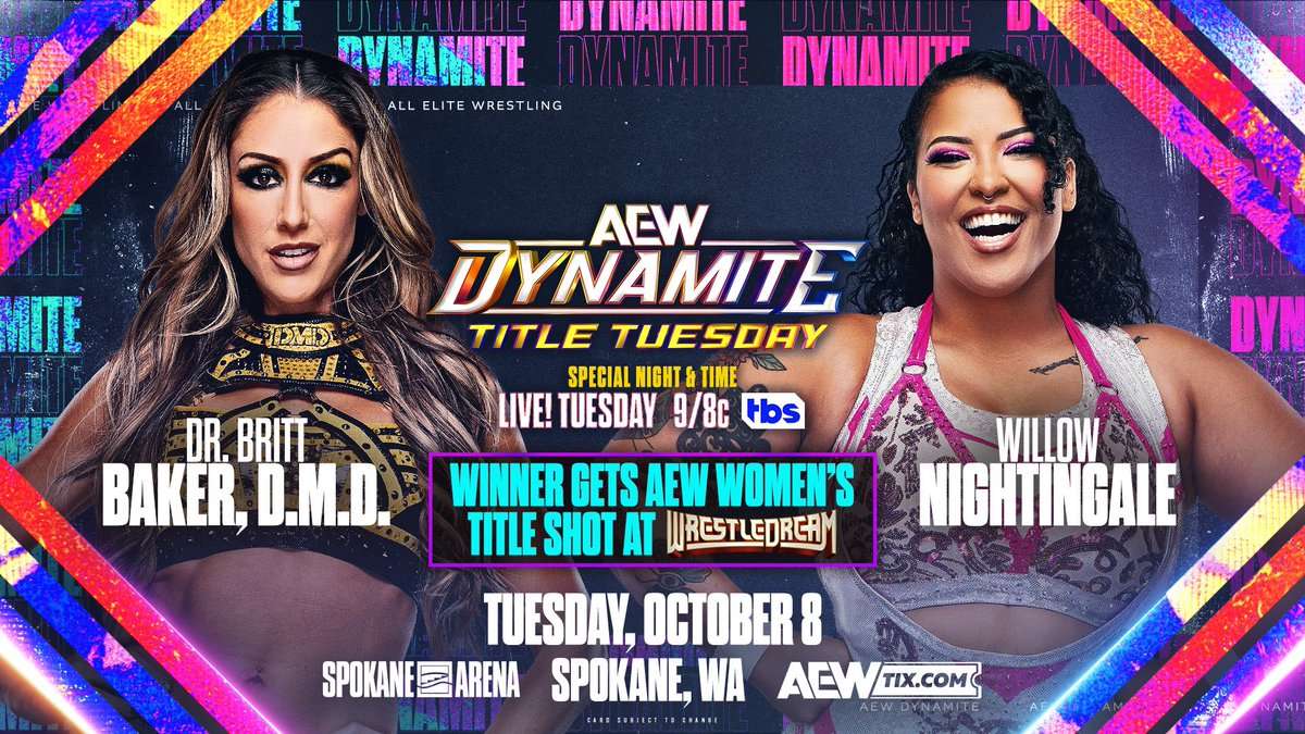 Britt Baker vs. Willow Nightingale set for AEW Title Tuesday, winner ...