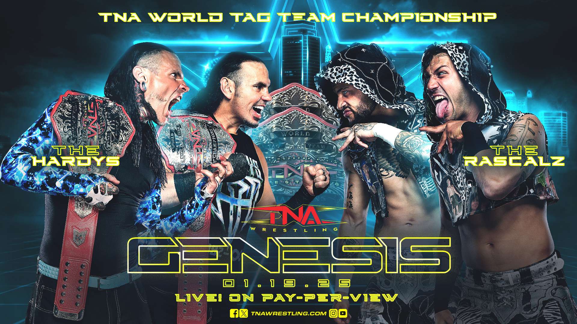 The Hardys defending TNA World Tag Team Titles against The Rascalz at ...
