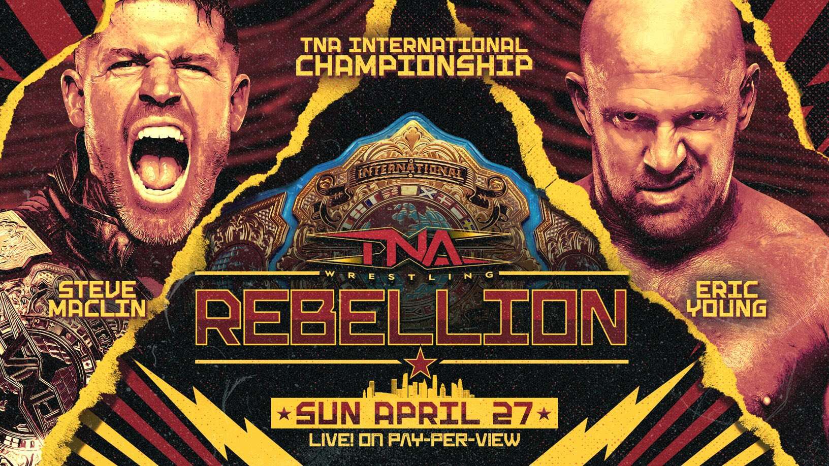 Steve Maclin defending TNA International Title against Eric Young at ...