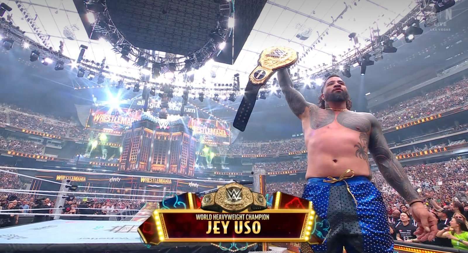 Jey Uso submits GUNTHER to become WWE World Heavyweight Champion at ...