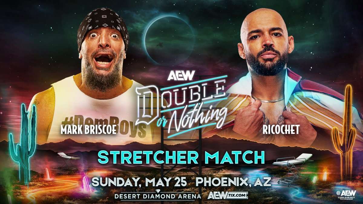 Ricochet vs. Mark Briscoe stretcher match official for AEW Double or ...