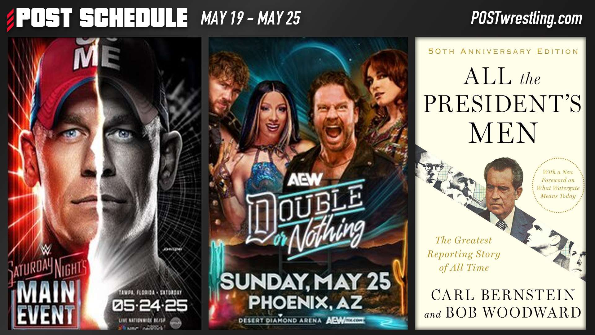 POST SCHEDULE: Double or Nothing, SNME, Book Club, Daffney doc