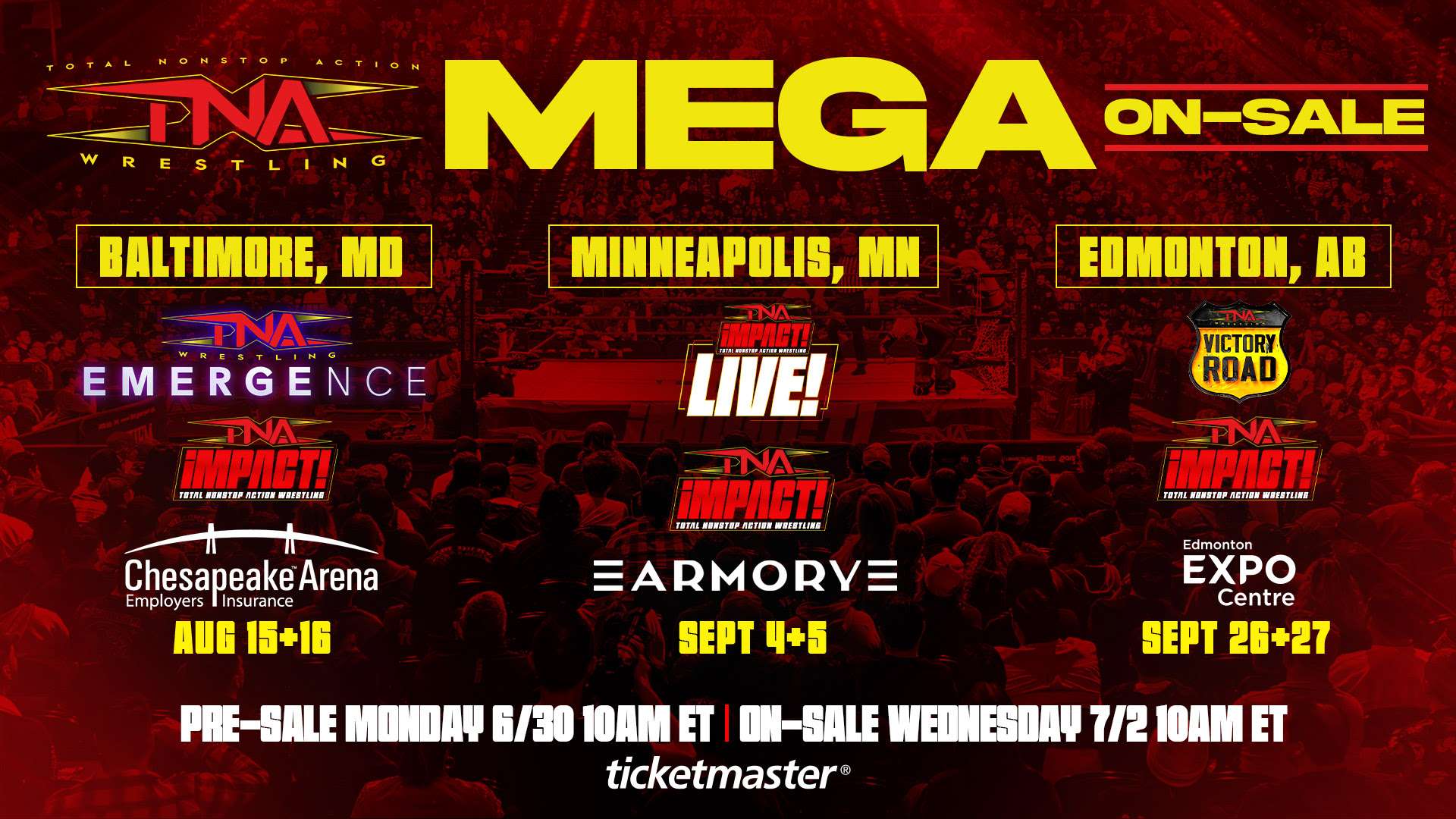 TNA releases dates for shows in Baltimore, Minneapolis & Edmonton