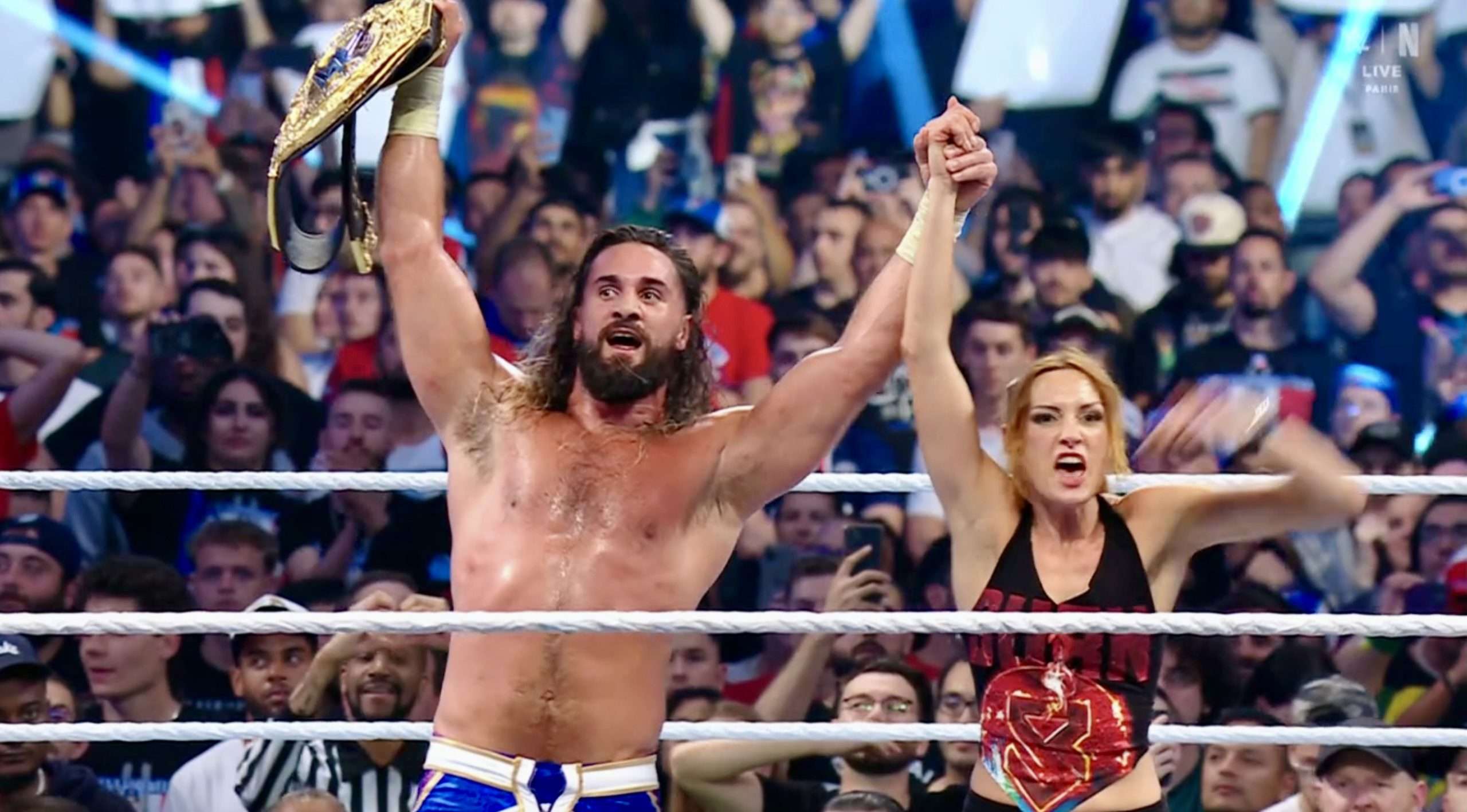 Seth Rollins retains World Title at WWE Clash in Paris with the help of Becky Lynch