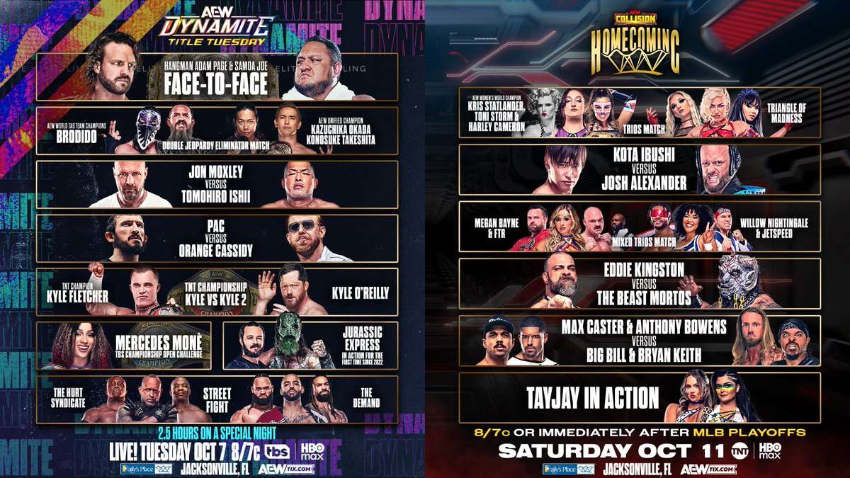 AEW announces cards for Dynamite Title Tuesday and Collision Homecoming