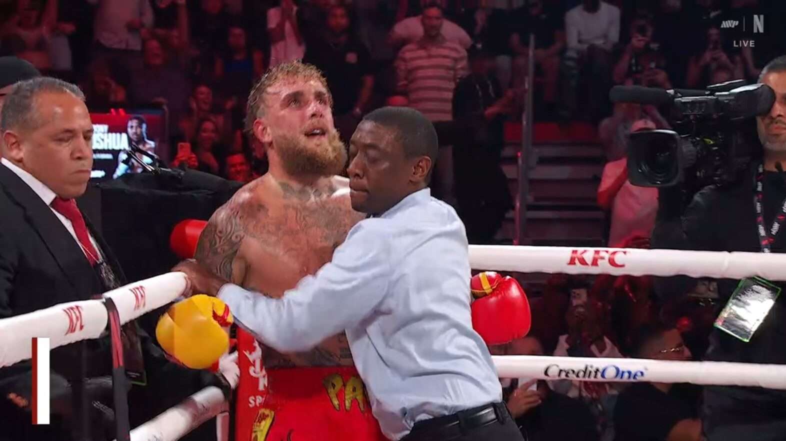 Anthony Joshua floors Jake Paul in sixth round to end Netflix-streamed ...